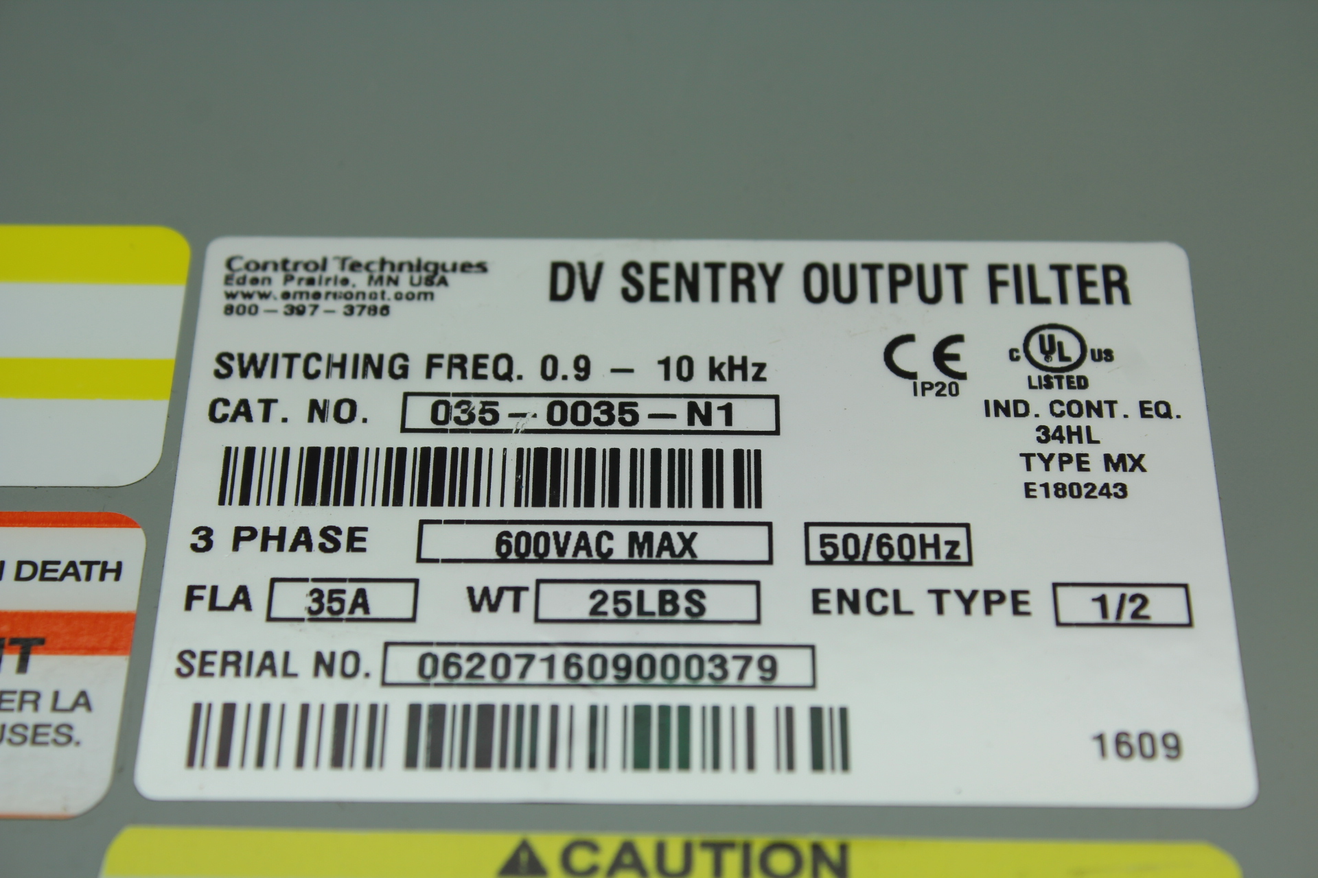 Emerson DV SENTRY OUTPUT FILTER 035-0035-N1