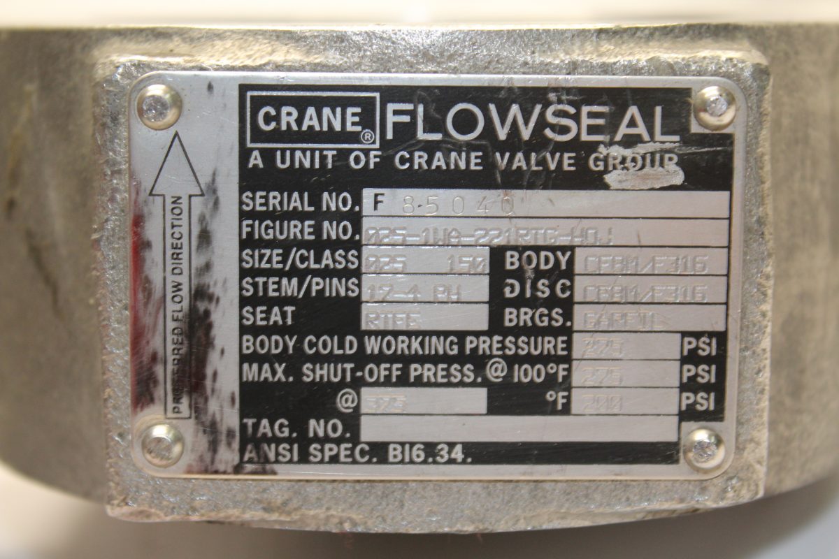 CRANE Flowseal 85040 Butterfly Valve